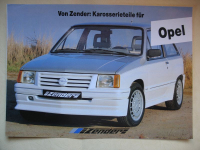 Prospekt ZENDER, Opel Corsa, Kadett, Ascona, Manta, um 1985